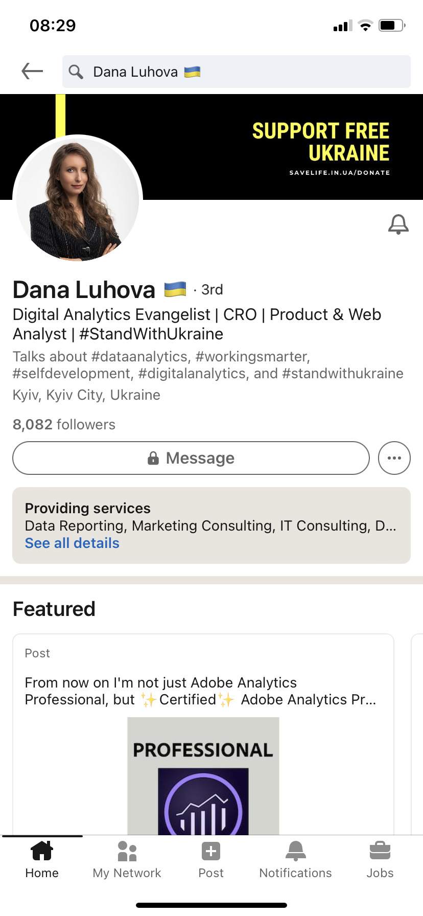 From the LinkedIn page of Dana Luhova – Ukraine Today .org