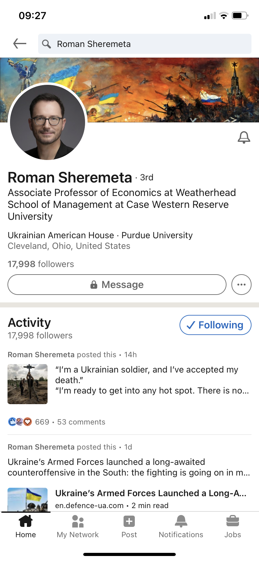 From the LinkedIn page of Roman Sheremeta – Ukraine Today .org