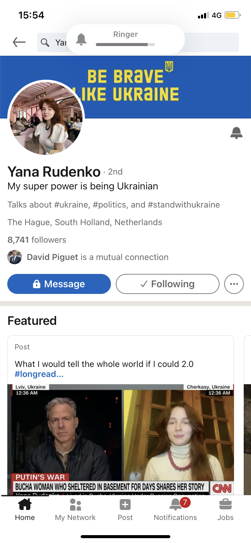 From the LinkedIn page of Yana Rudenko – Ukraine Today .org