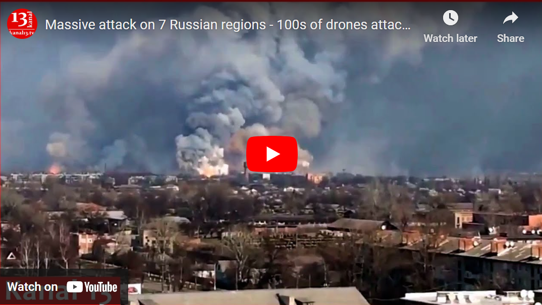 Massive attack on 7 Russian regions – 100s of drones attacked airfields ...