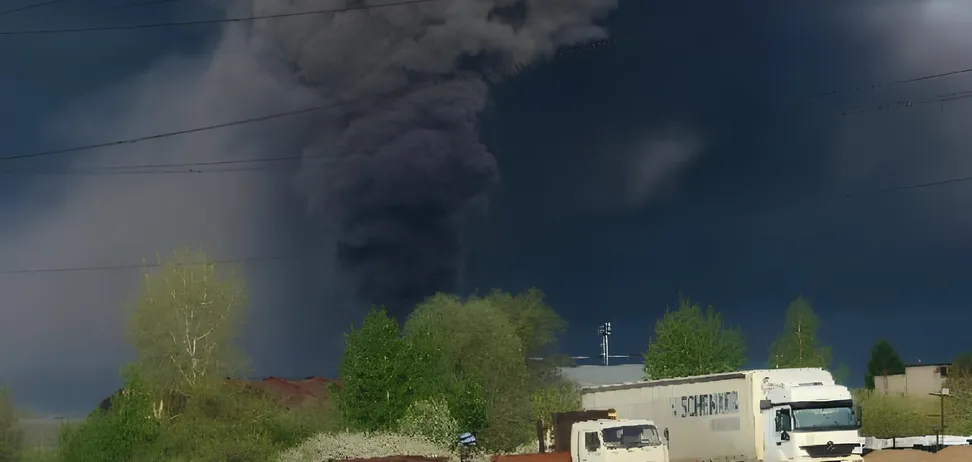 A Kamaz plant, Producer of Army Trucks is on Fire in Tatarstan, russia ...